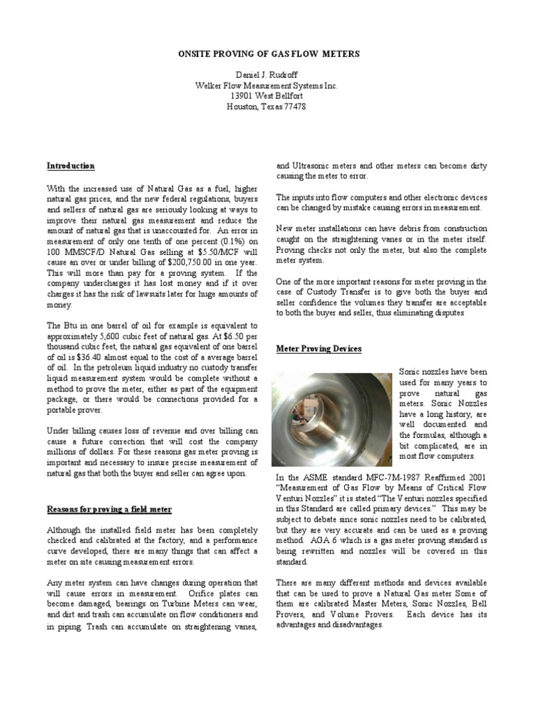 Gas Flow Meter Proving Techniques | PDF | Flow Measurement | Calibration
