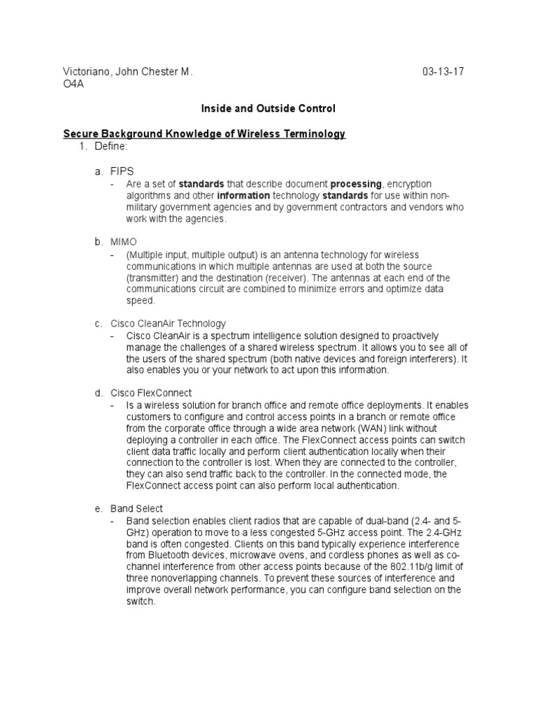 Inside and Outside Control Secure Background Knowledge of Wireless ...