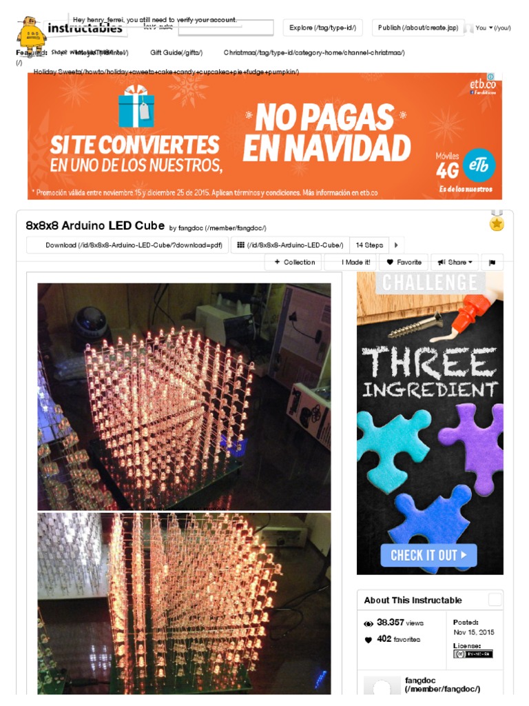 (00013) - 8x8x8 Arduino LED Cube - All | PDF | Electronics | Electrical ...