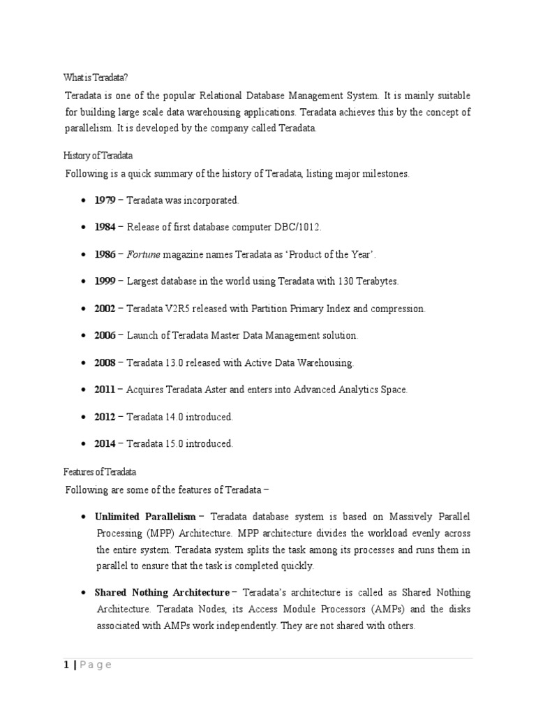 Teradata Basics | PDF | Computers