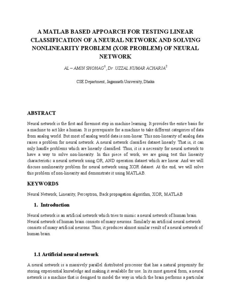 XOR Problem Demonstration Using MATLAB | PDF | Artificial Neural ... XOR Problem Demonstration Using MATLAB | PDF | Artificial Neural ...