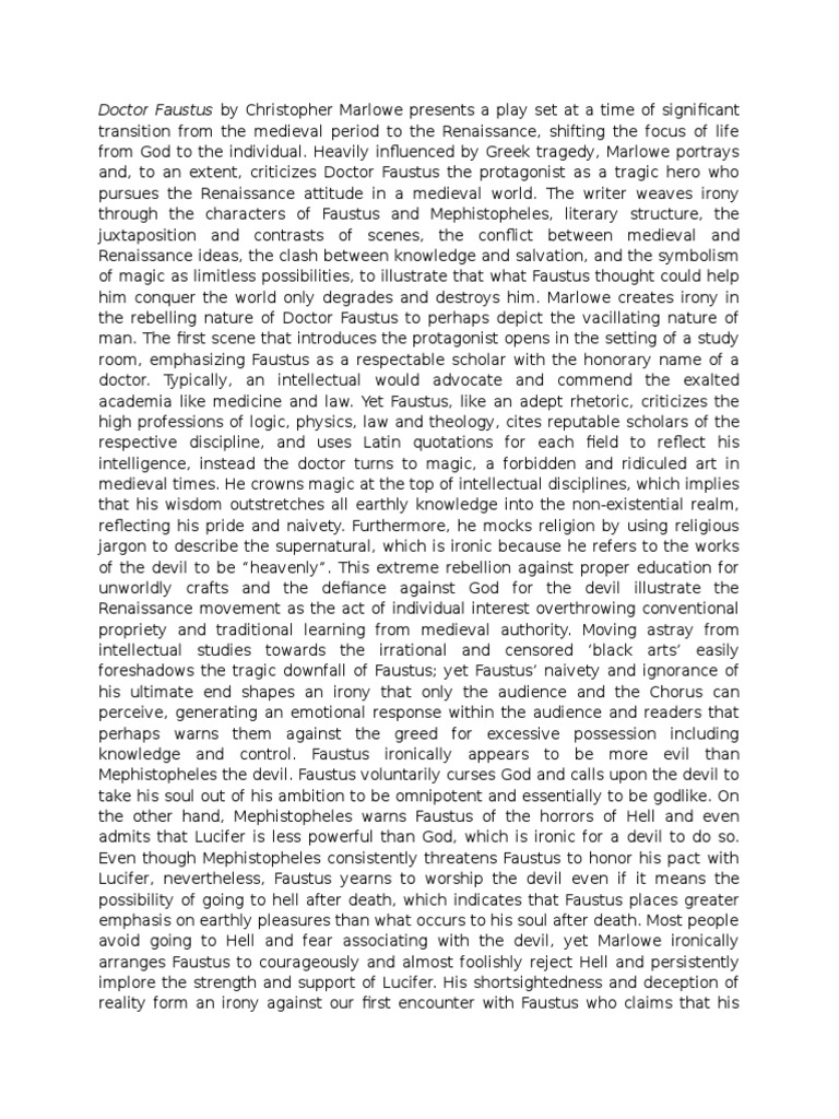 Doctor Faustus' Tragic Downfall Due to His Greed for Knowledge | PDF ...
