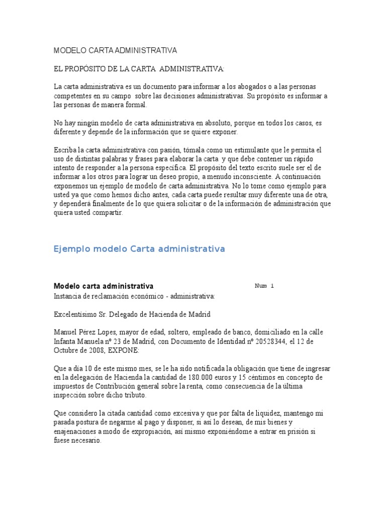 Modelo Carta Administrativa | PDF