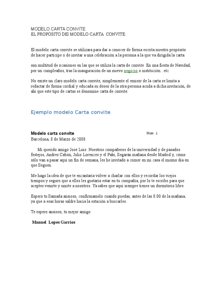 Modelo Carta Convite | PDF
