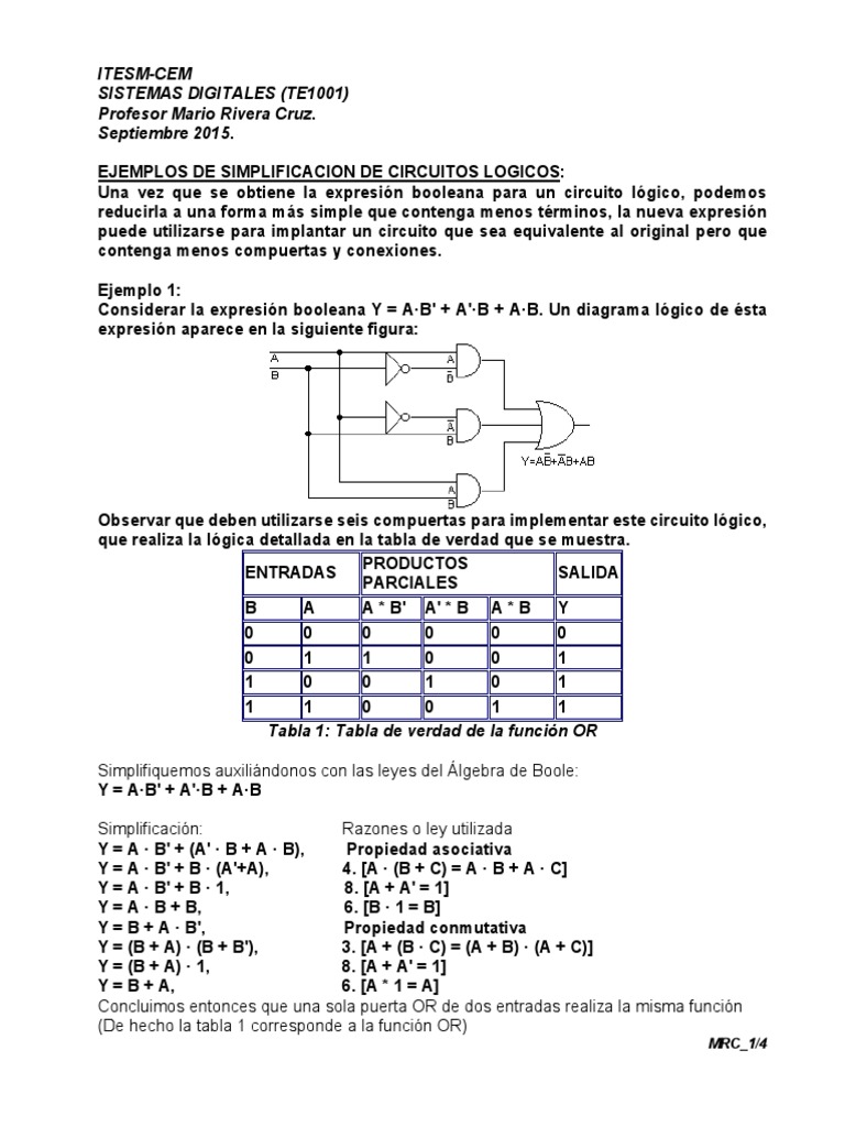 Ejemplos Resueltos Algebra De Boole | Álgebra de Boole | Álgebra abstracta