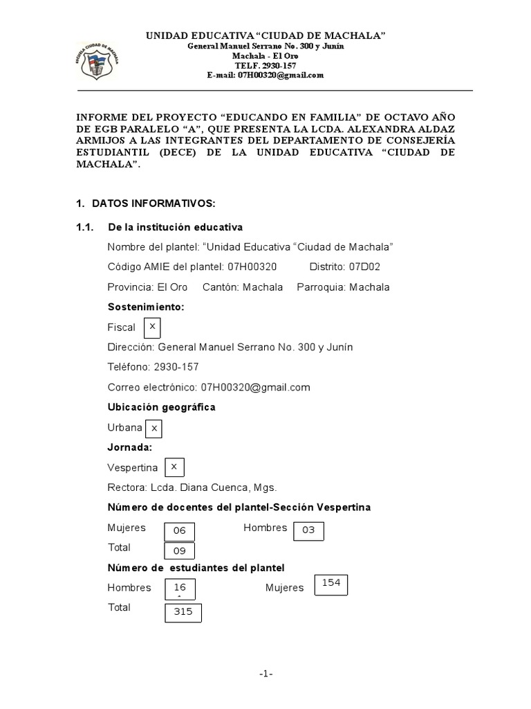 Informe DECE | PDF | Ocio | Familia