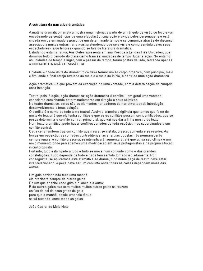 A Estrutura Da Narrativa Dramática | Narração | Tempo