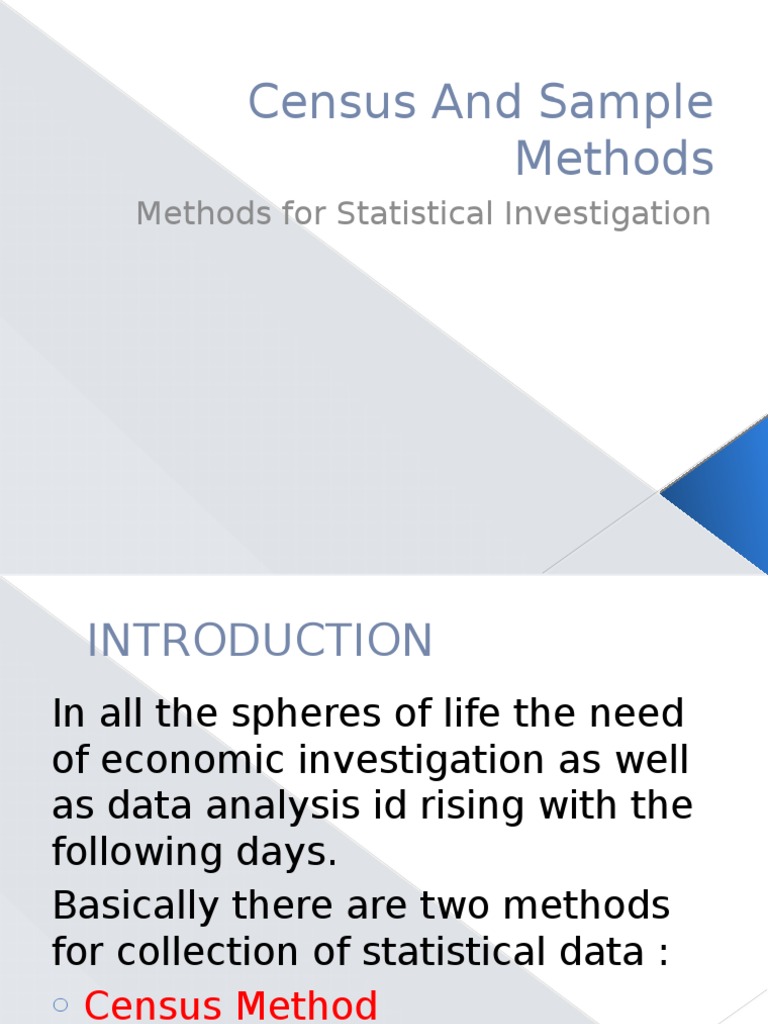 Census and Sample Methods | PDF | Census | Statistics