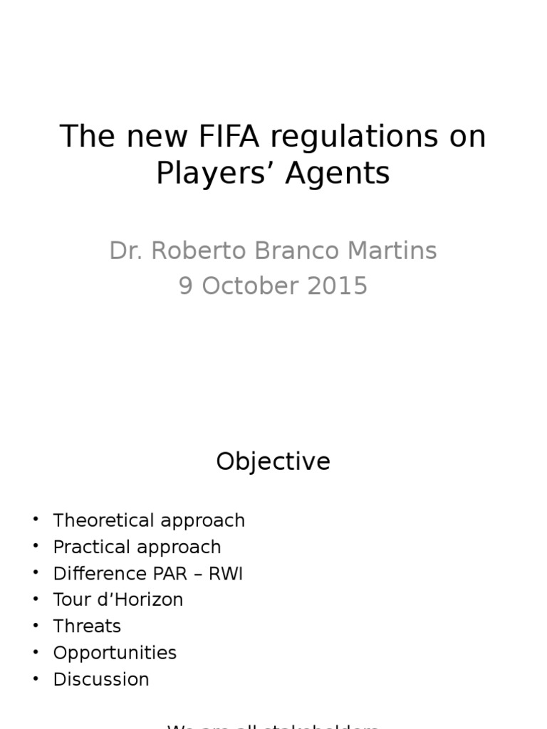 The New FIFA Regulations On Players' Agents | PDF | International ...
