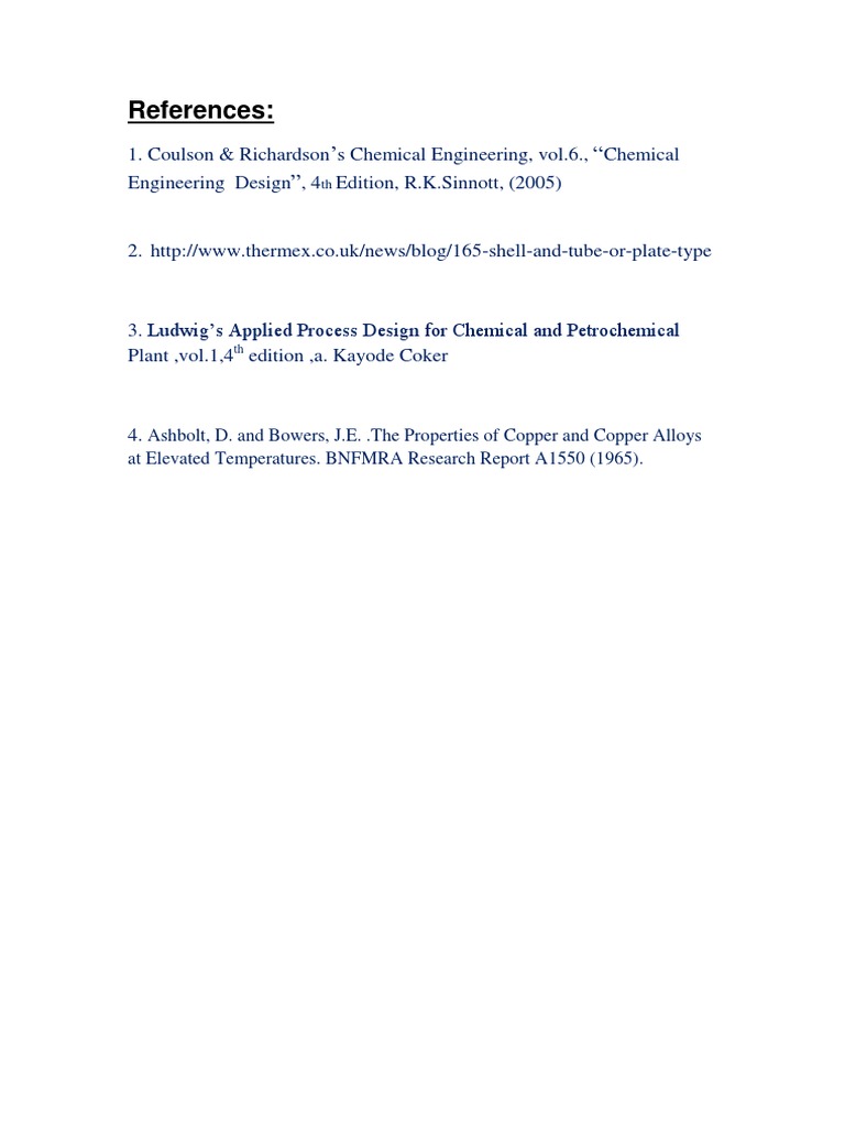 Key References for Chemical Engineering Design | PDF