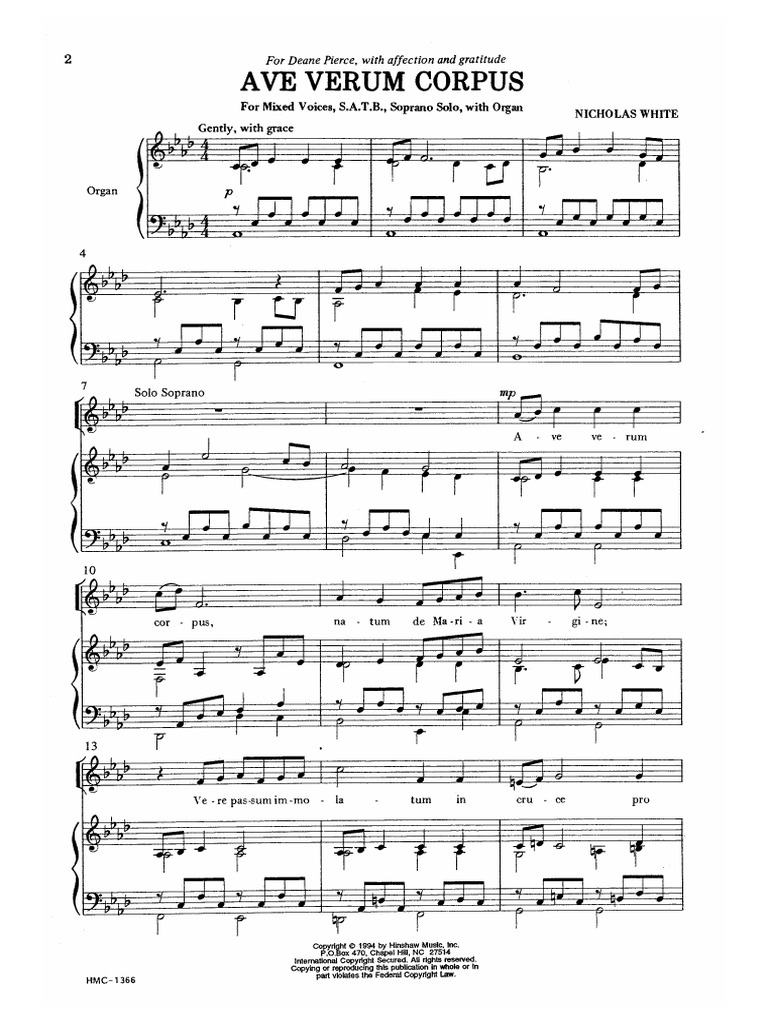 Ave Verum Corpus - Nicholas White PDF | PDF