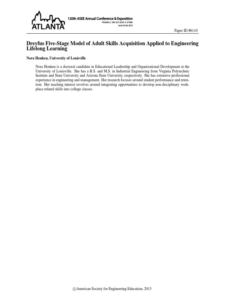 Dreyfus Model for Engineering Skills | PDF | Expert | Scientific Method