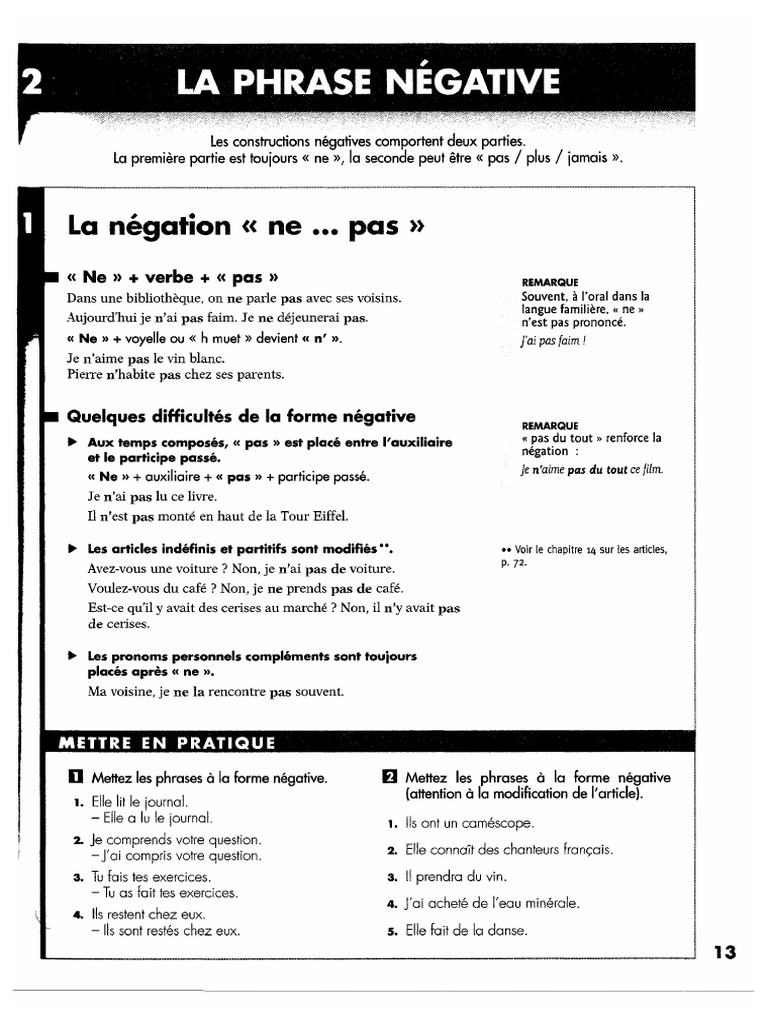 La Phrase Negative PDF | PDF