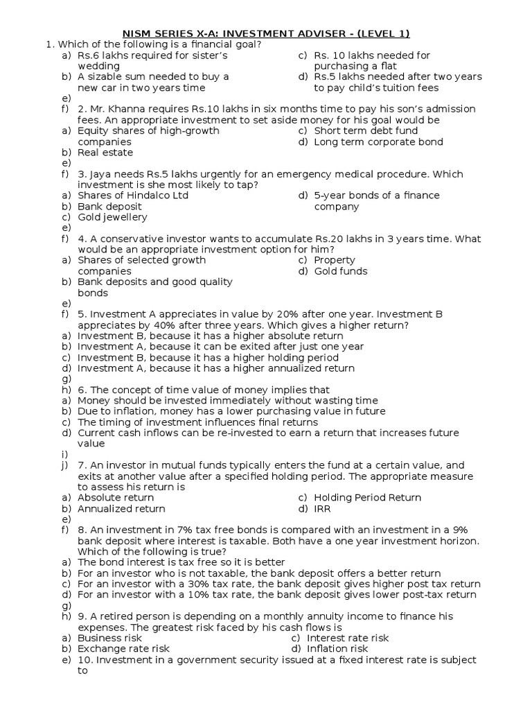 NISM SERIES X-A Site Model Paper | Investing | Interest | Free 30-day ...