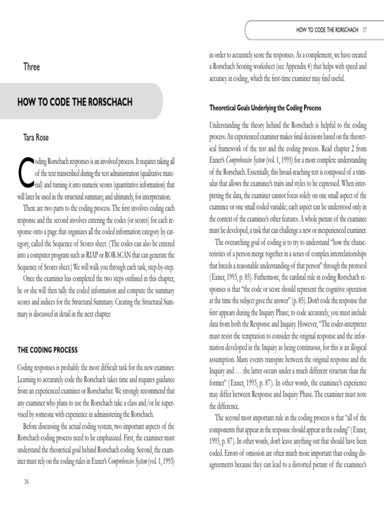 How To Code Rorschach PDF | PDF | Psychological Concepts | Cognition