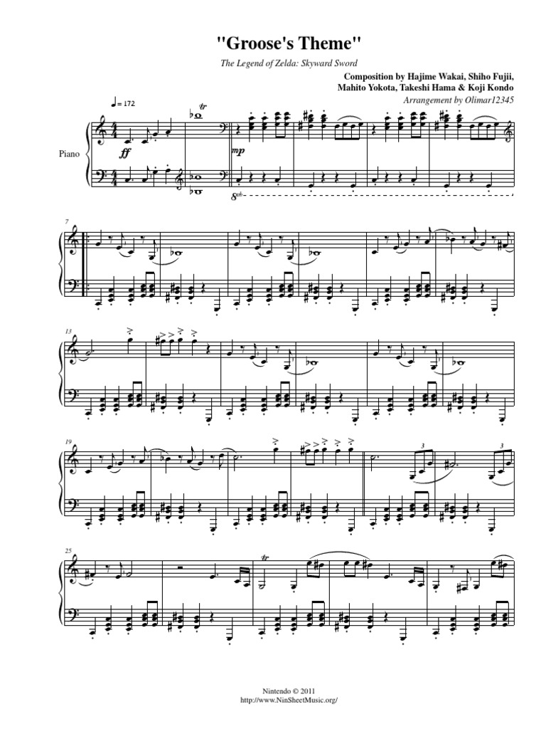 The Legend of Zelda Skyward Sword - Grooses Theme | PDF | Nintendo ...