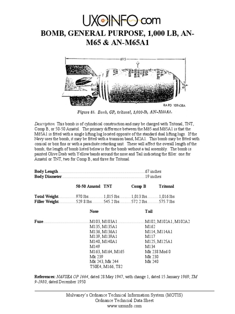 An M65&an M65a1, GP Bomb, 1000lbs | PDF
