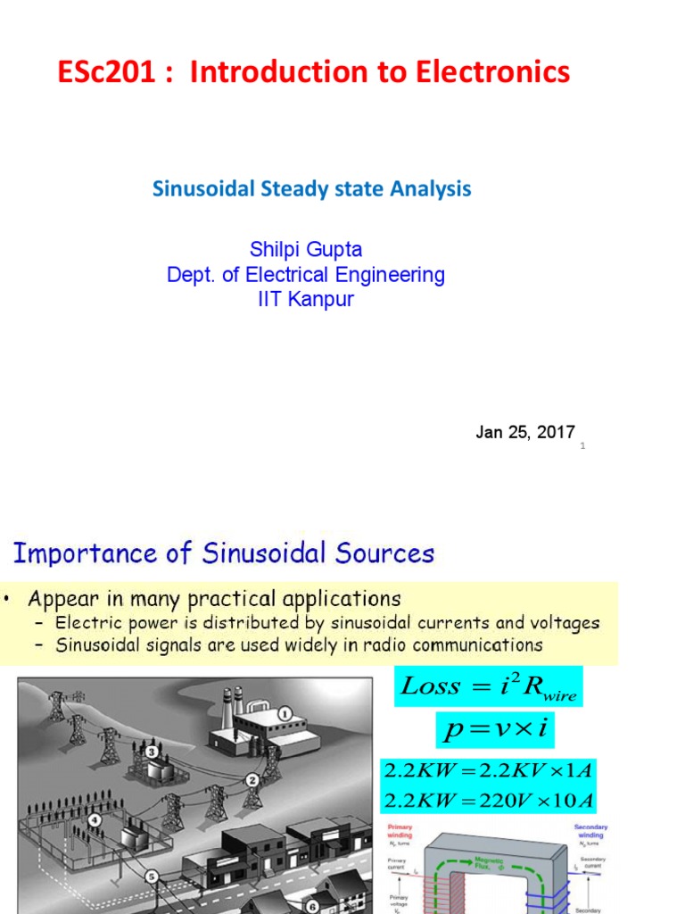 Esc201: Introduction To Electronics: Sinusoidal Steady State Analysis | PDF | Electrical ...