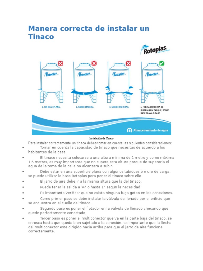 Manera Correcta de Instalar Un Tinaco | PDF