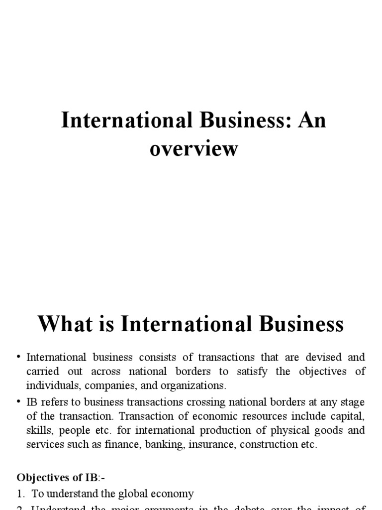 Overview of International Business | PDF | Globalization | Franchising