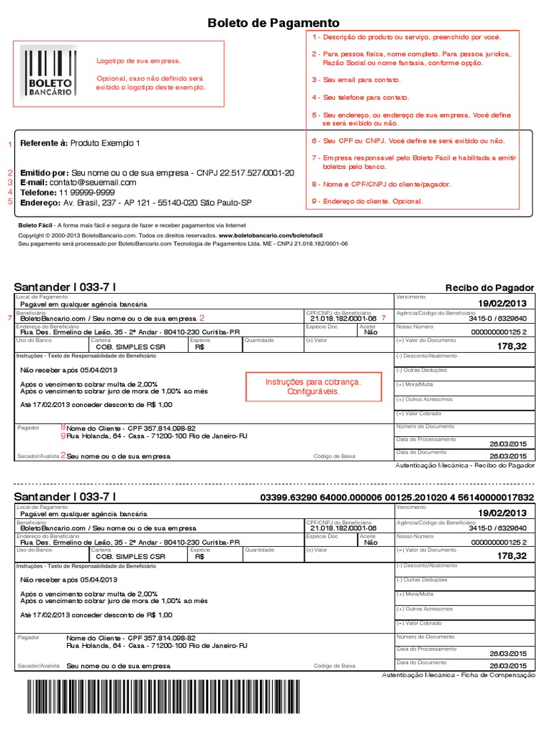 Boleto Facil Exemplo | PDF | Business | Computação e Tecnologia da ...