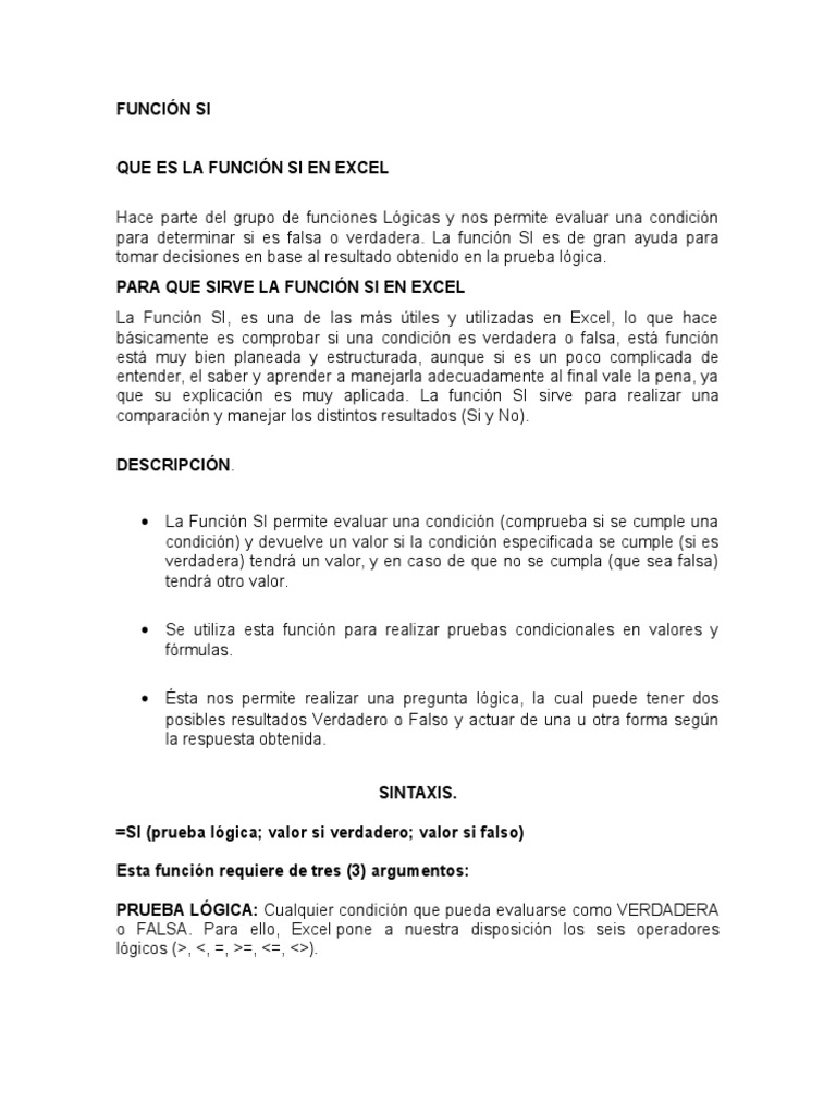 Funcion Si Excel | PDF | Comillas | Lógica