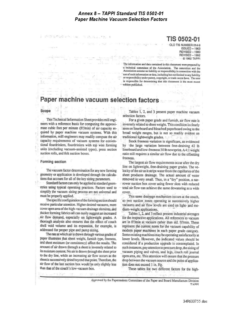 Paper Machine Vacuum Selection Factors | PDF