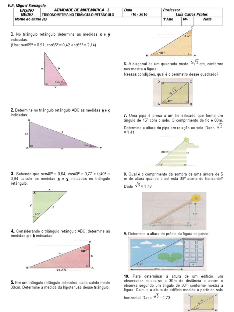 ATIVIDADE DE MATEM TICA 2 4BI - Docx | PDF | Triângulo | Polítopo