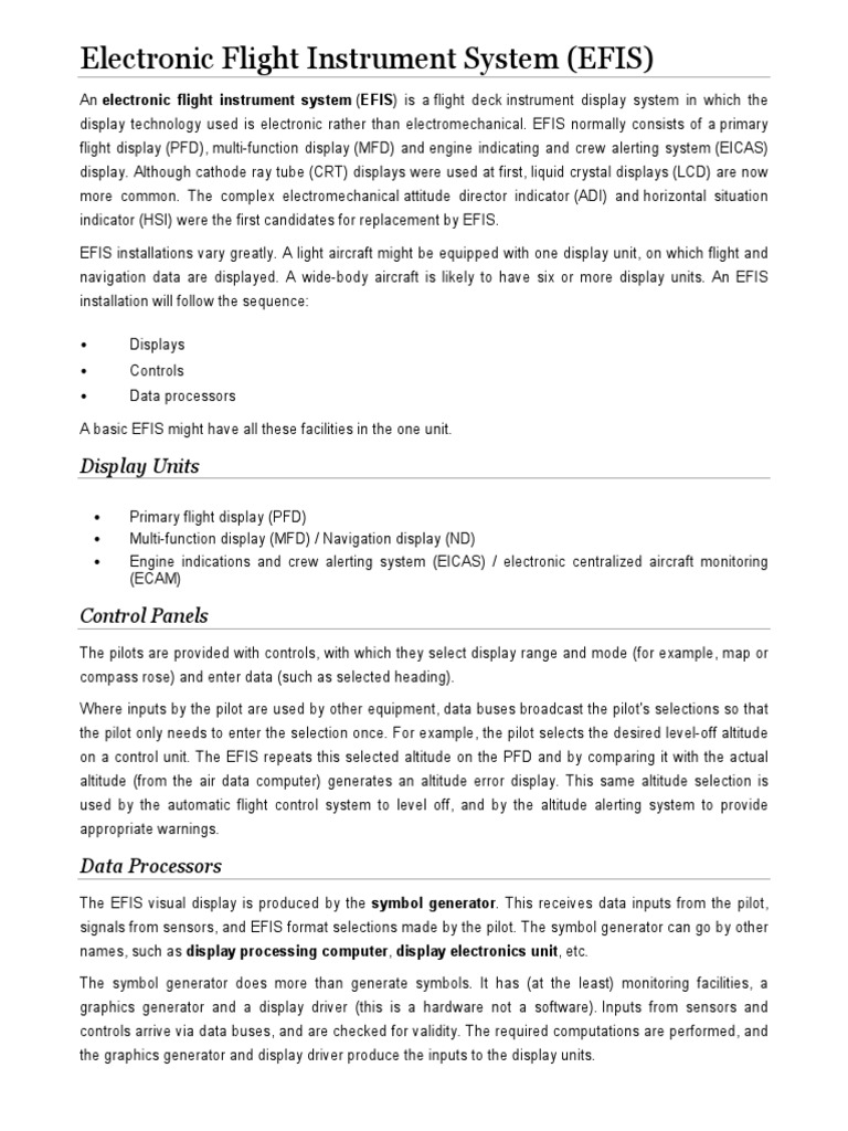 Efis | PDF | Aerospace Engineering | Aviation
