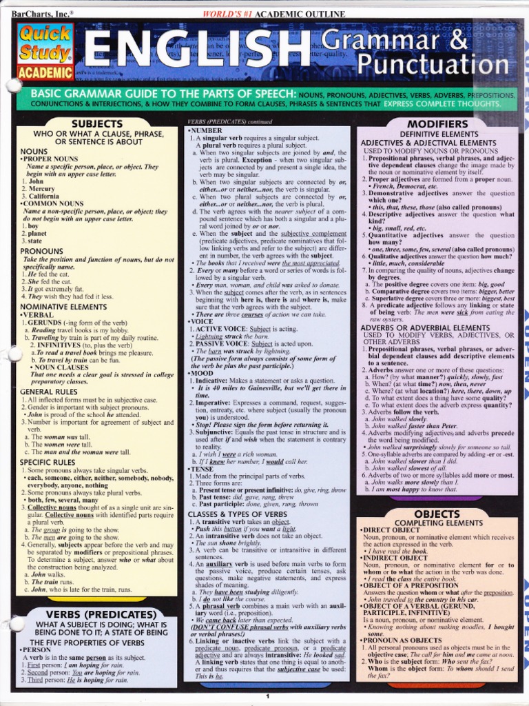 Grammar Guide: Nouns, Verbs, and Clauses | PDF | Verb | Predicate (Grammar)