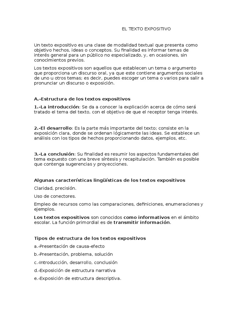 EL TEXTO EXPOSITIVO - Odt | PDF