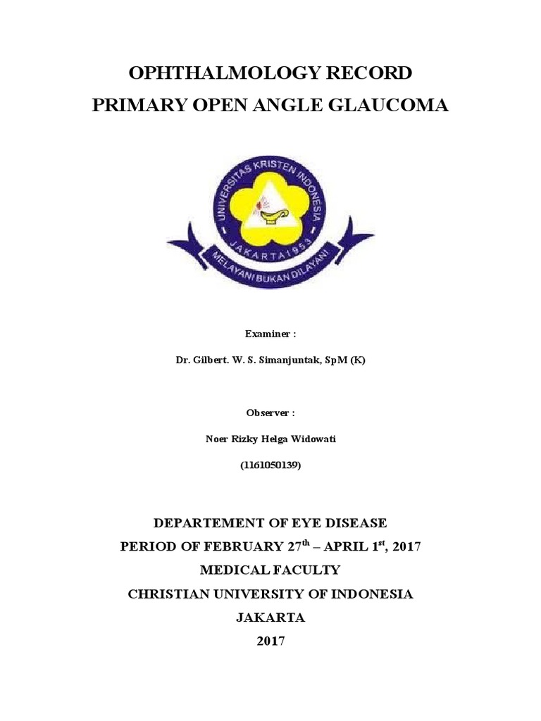 Ophthalmology Record Primary Open Angle Glaucoma | PDF