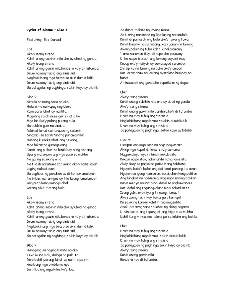 Lyrics of Sirena | PDF