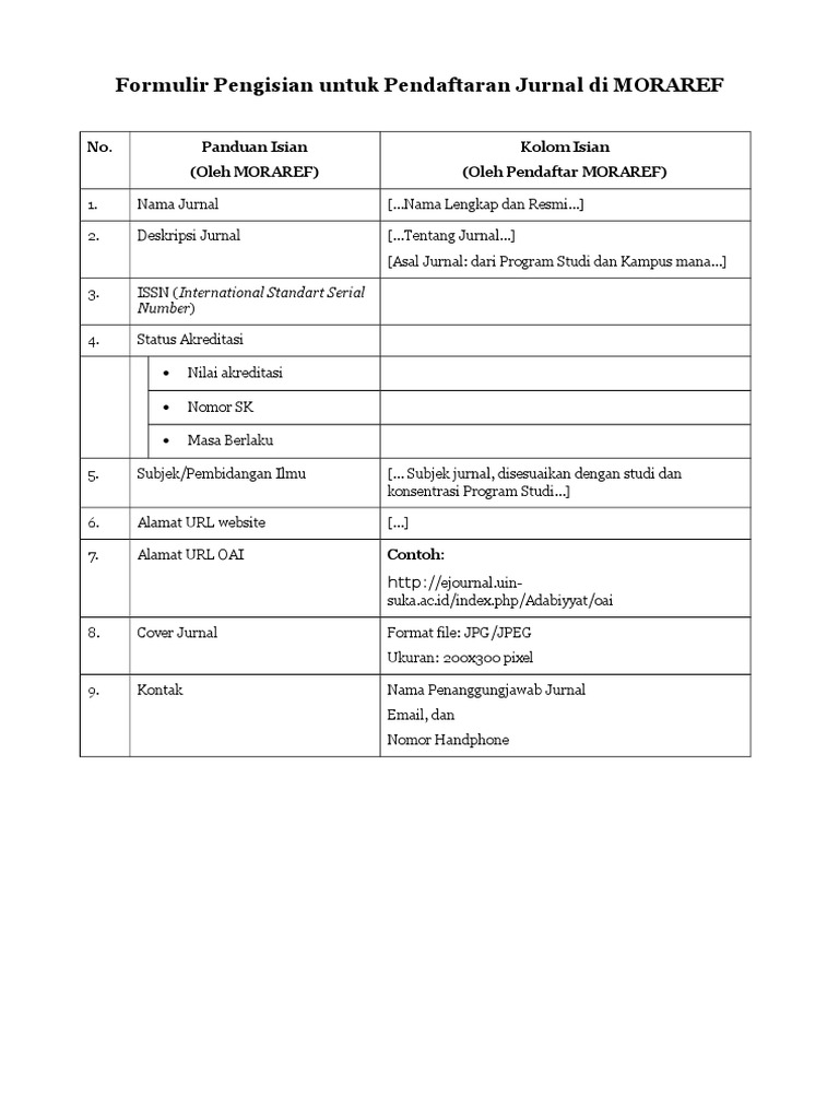 Moraref - Formulir | PDF