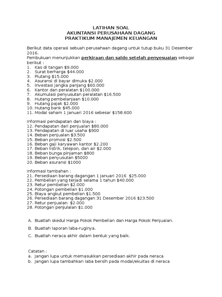 Latihan Soal Akuntansi Perusahaan Dagang | PDF