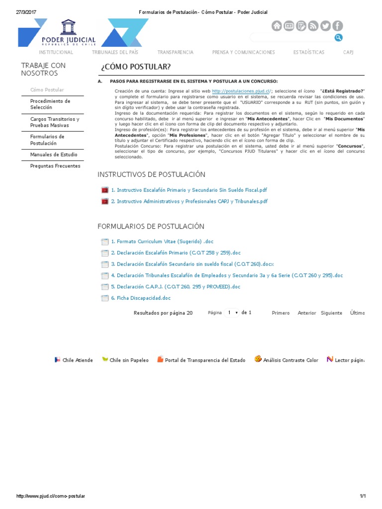 Formularios de Postulación - Cómo Postular - Poder Judicial | PDF ...