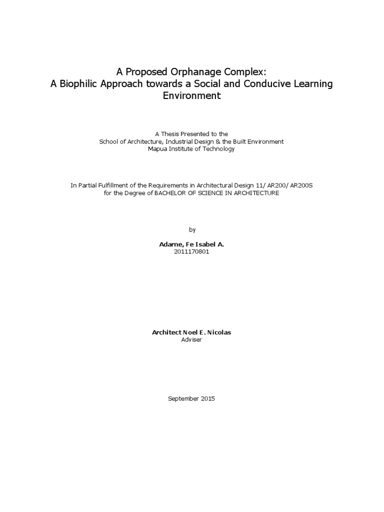 Biophilic Orphanage Design Proposal | PDF | Orphanage | Data Analysis