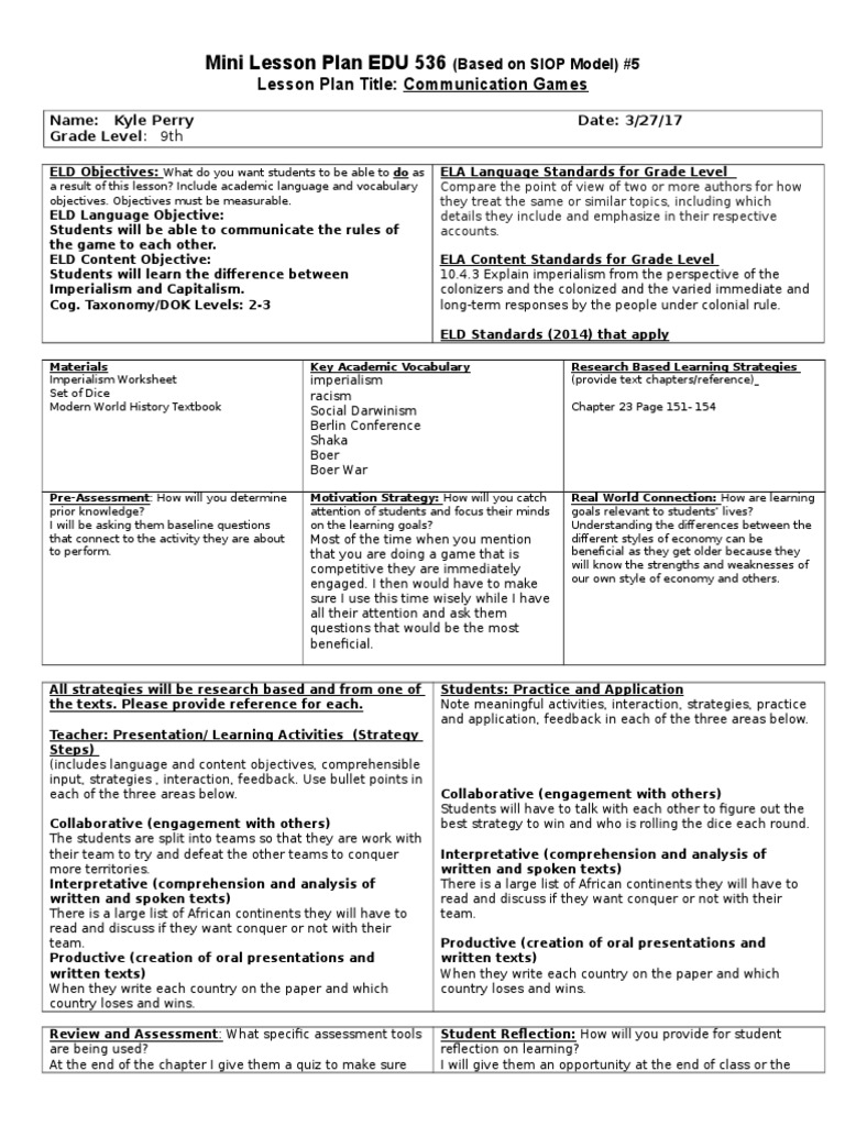 Mini Lesson Plan 5 | PDF | Reading Comprehension | Action (Philosophy)