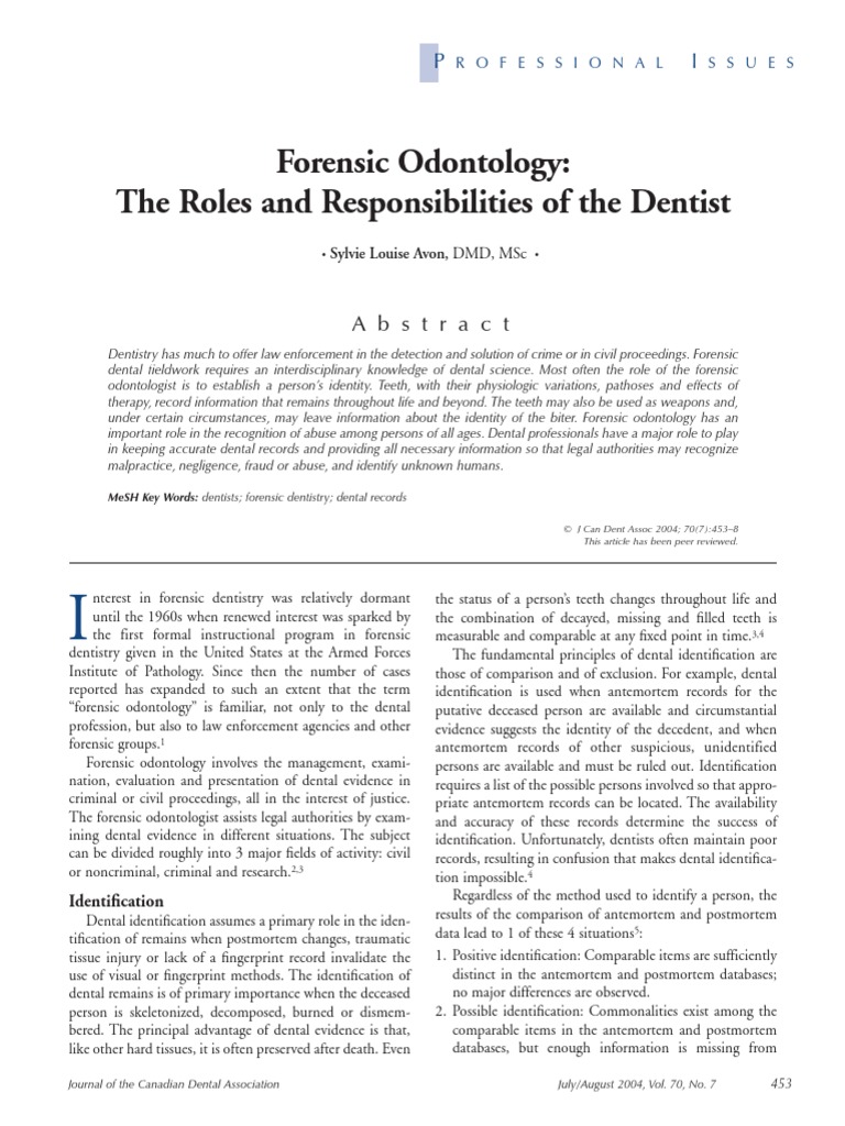 Forensic Odontology PDF | PDF | Forensic Science | Dentistry