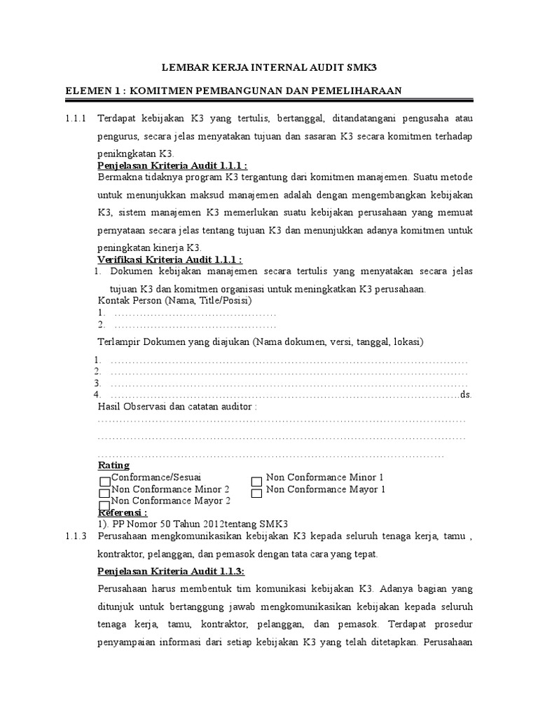 Lembar Kerja Audit PP50 - 2012 | PDF