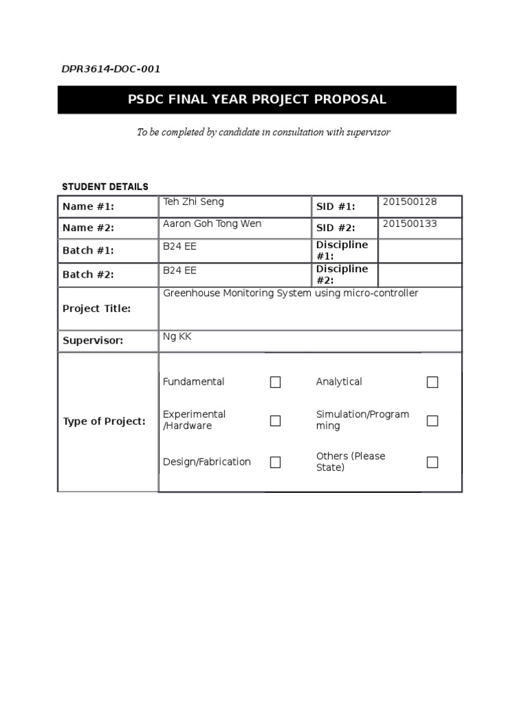 FYP Proposal Form | PDF | Humidity | Microcontroller