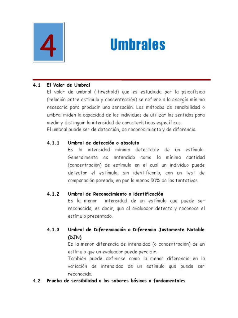 El Valor de Umbral | PDF | Sabor | Corriente eléctrica