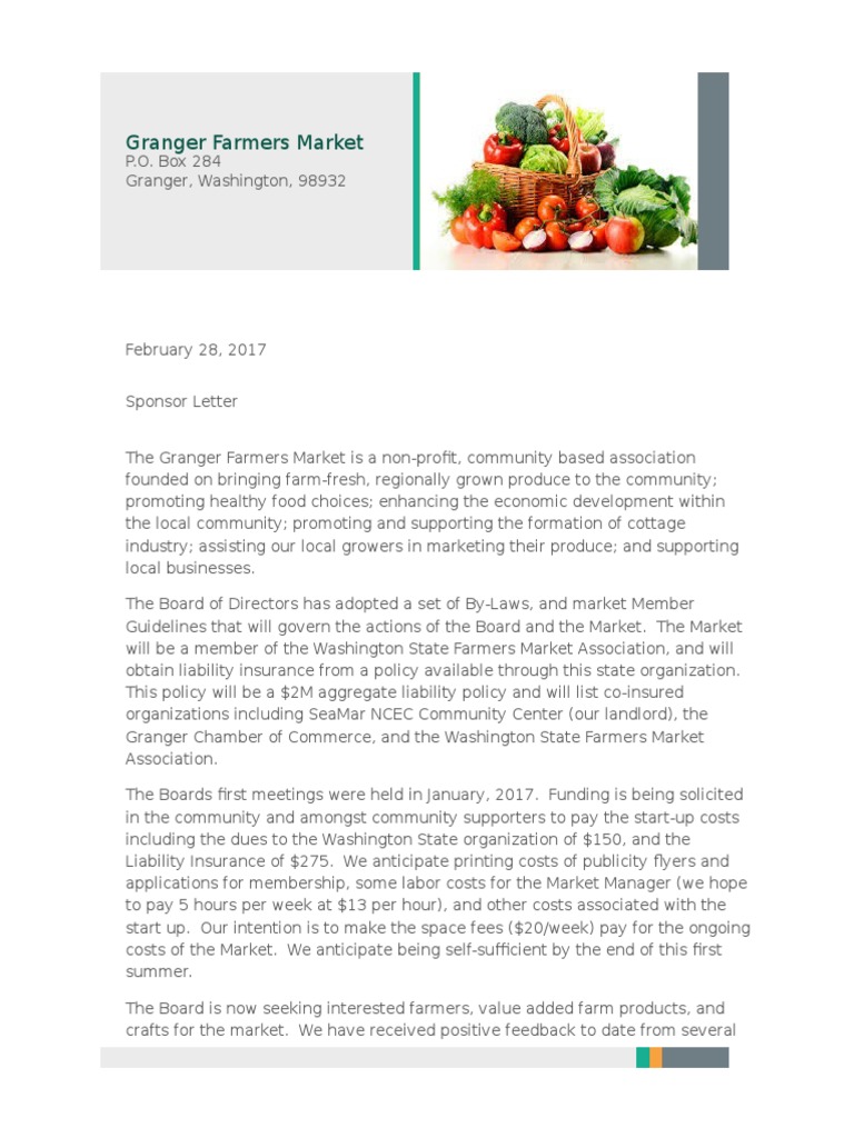 Sponsor Letter | Download Free PDF | Insurance | Business