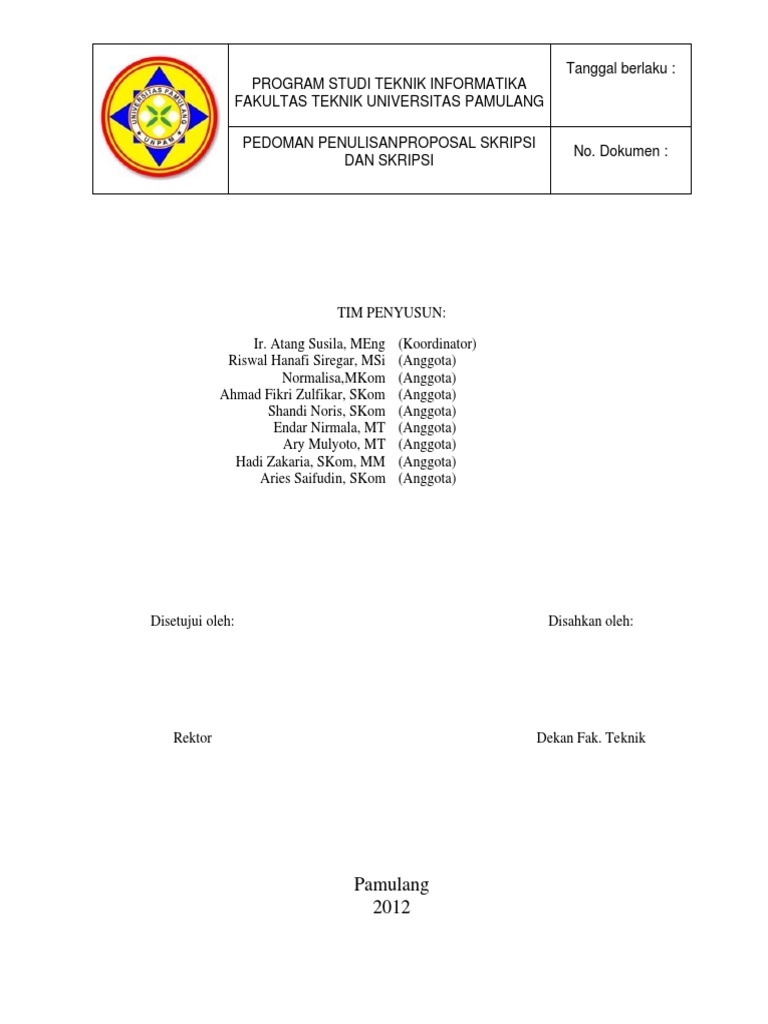 Pedoman Penulisan Proposal Dan Skripsi | PDF