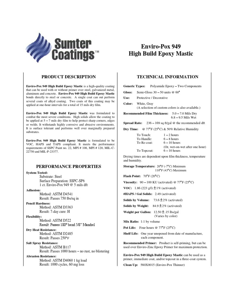 Technical Information Sheet 949 | PDF | Paint | Epoxy