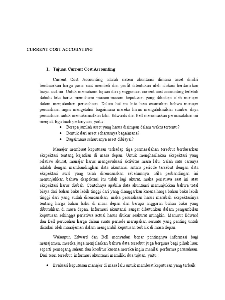 Current Cost Accounting | PDF