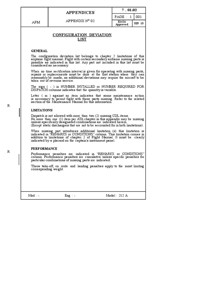 CDL List | PDF | Flight Control Surfaces | Aviation