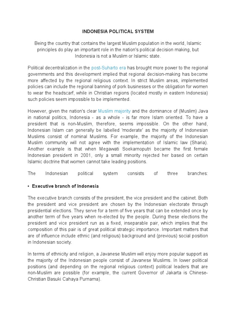 Overview of Indonesia's Political System | PDF | Indonesia | Politics ...