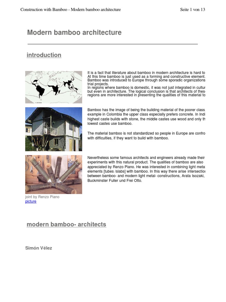 Modern Bamboo Architecture | PDF