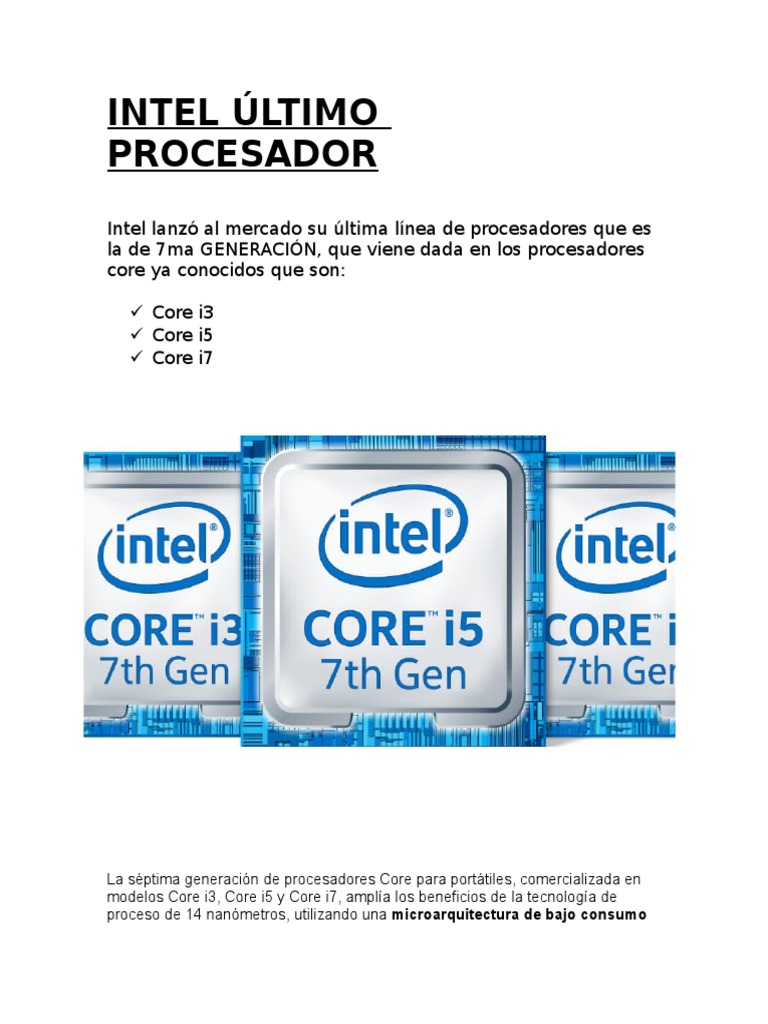 INTEL 7ma Generación | PDF | Microprocesador | Intel
